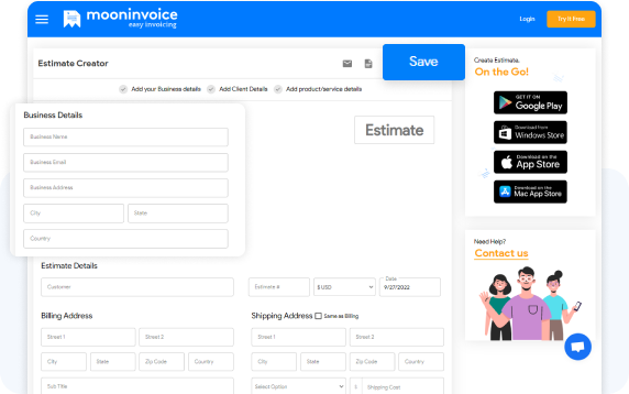 Free Online Estimate Generator | Moon Invoice